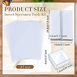 14 Pieces Insect Specimen Tools Kit Insect Display Case Box with Clear Top 8 Sheets Thin Tracing Paper Butterfly Mounting EVA Foam Pinning Board Pins 3 Pcs Insect Specimen Tools for Bugs Collection