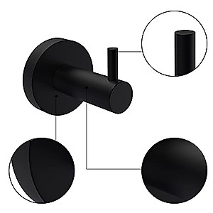 MENGTUTOO Bathroom Towel Hooks Robe Hook Holder Heavy Duty Wall Hooks SUS 304 Stainless Steel Coat Hook for Kitchen, Bathroom, Shower Wall Mounted Hanging Hooks Matt Black