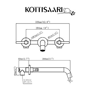 Wall Mount Tub Filler,Two Handle Bathtub Wall Faucet,Extra Long Spout Reach with High Water Flow,Brass Rough in Valve Included, Gold Brushed