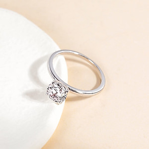 EAMTI 1.5CT 925 Sterling Silver Engagement Rings Round Cut Solitaire Cubic Zirconia CZ Wedding Promise Rings for Her Wedding Bands for Women Size 6