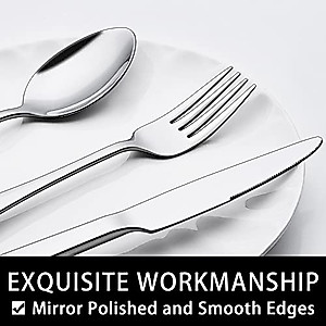 60-Piece Silverware Set, Stainless Steel Flatware Set for 12, Food-Grade Tableware Cutlery Set, Utensil Sets for Home Restaurant, Mirror Finish, Dishwasher Safe