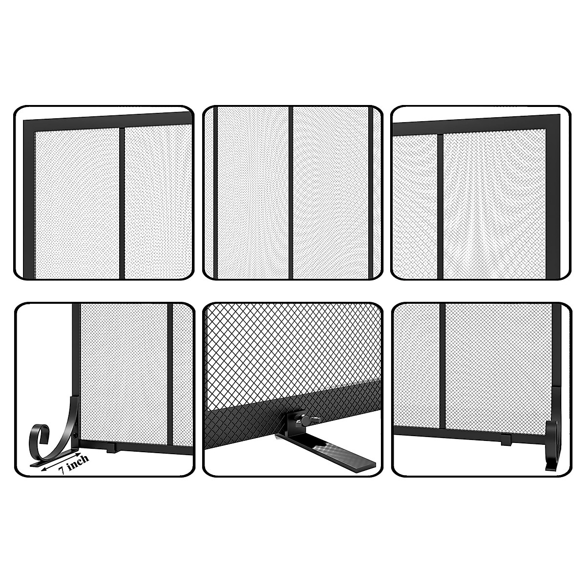 Fire Beauty Flat Panel Fireplace Screen Spark Guard Wrought Metal Gate Cover for Home, Decorative Mesh Fire Place Safety Fence,Baby Safe Spark Guard Protector