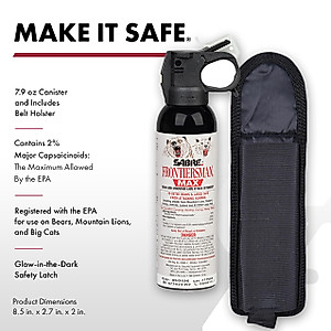 SABRE Frontiersman MAX 7.9 fl oz. Bear & Mountain Lion Attack Deterrent, Up to 40 ft Range, Contains 2% Major Capsaicinoids, Safer for You, Animals & The Environment, Glow-in-The-Dark Safety