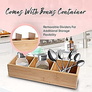 Summerlin Bamboo Ziplock Bag Organizer for Drawer Storage - Plastic Bag Holder Compatible with All Plastic Food Storage Bags (Quart, Snack, Sandwich, Gallon) - Comes with Bonus Container