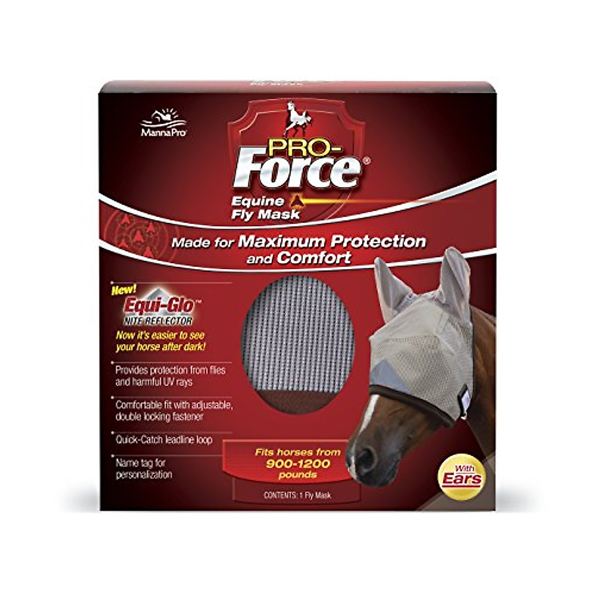 Pro-Force Equine Fly Mask | Horse Fly Mask with UV Protection | Adjustable Fit for Comfort | With Ears