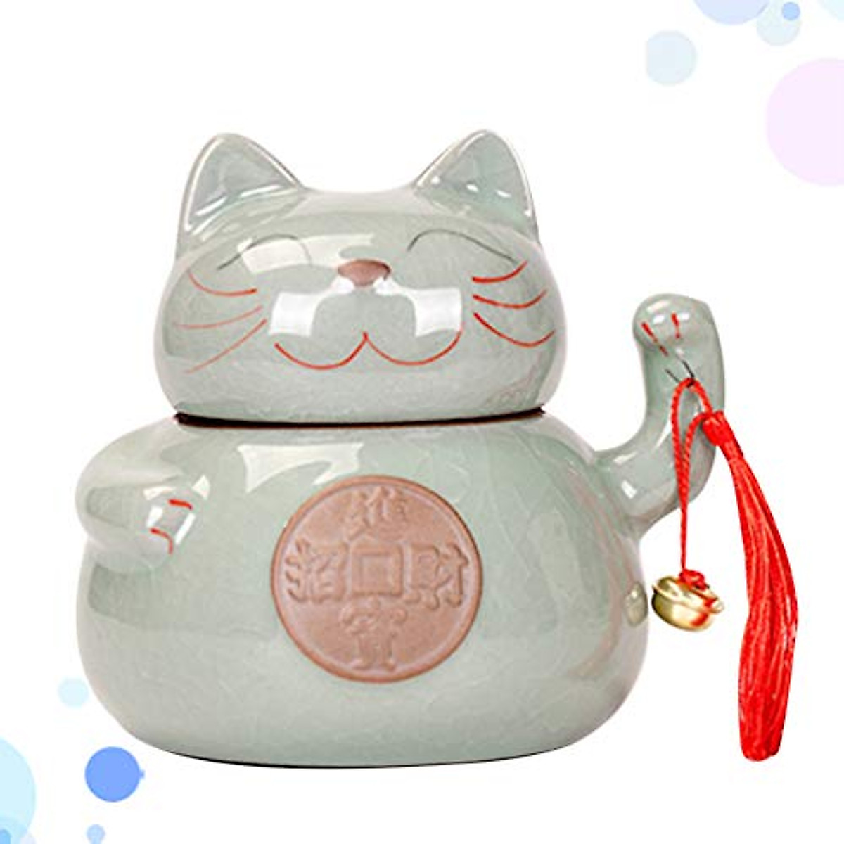 FOMIYES Ceramic Tea Jar Storage Jars Maneki Shaped Porcelain Tea Tin Tea Canister Storage Can with Lids Jewlry Dish Tray Lucky Cat Figurine for Cosmetic Makeup Spice Loose Tea