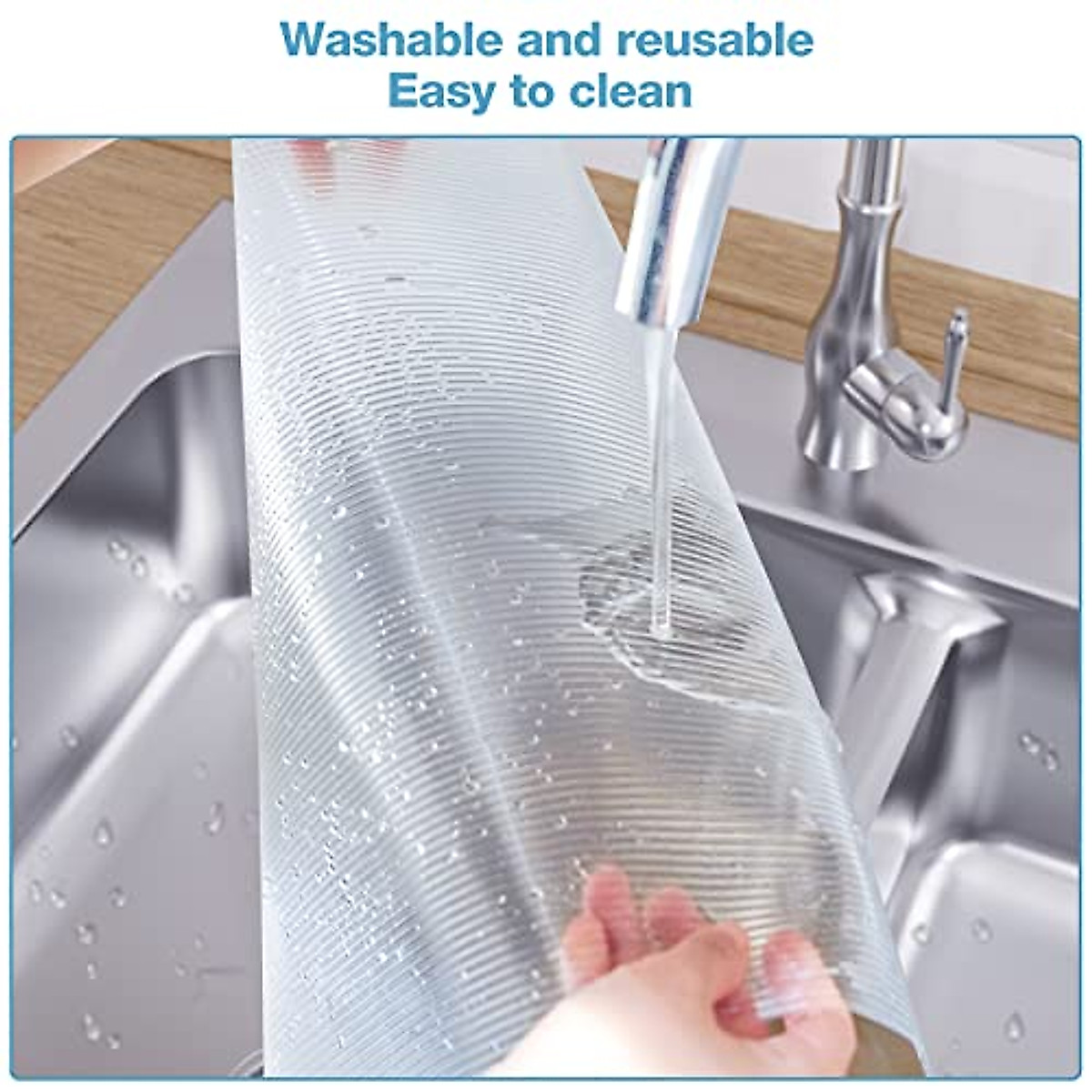 Puricon Non-Adhesive Shelf Liner, Non-Slip Clear Plastic Ribbed Liners for Refrigerator Pantry Cabinet Closet Drawer Desks Shelves Storage, BPA Free -12 Inch x 5 FT