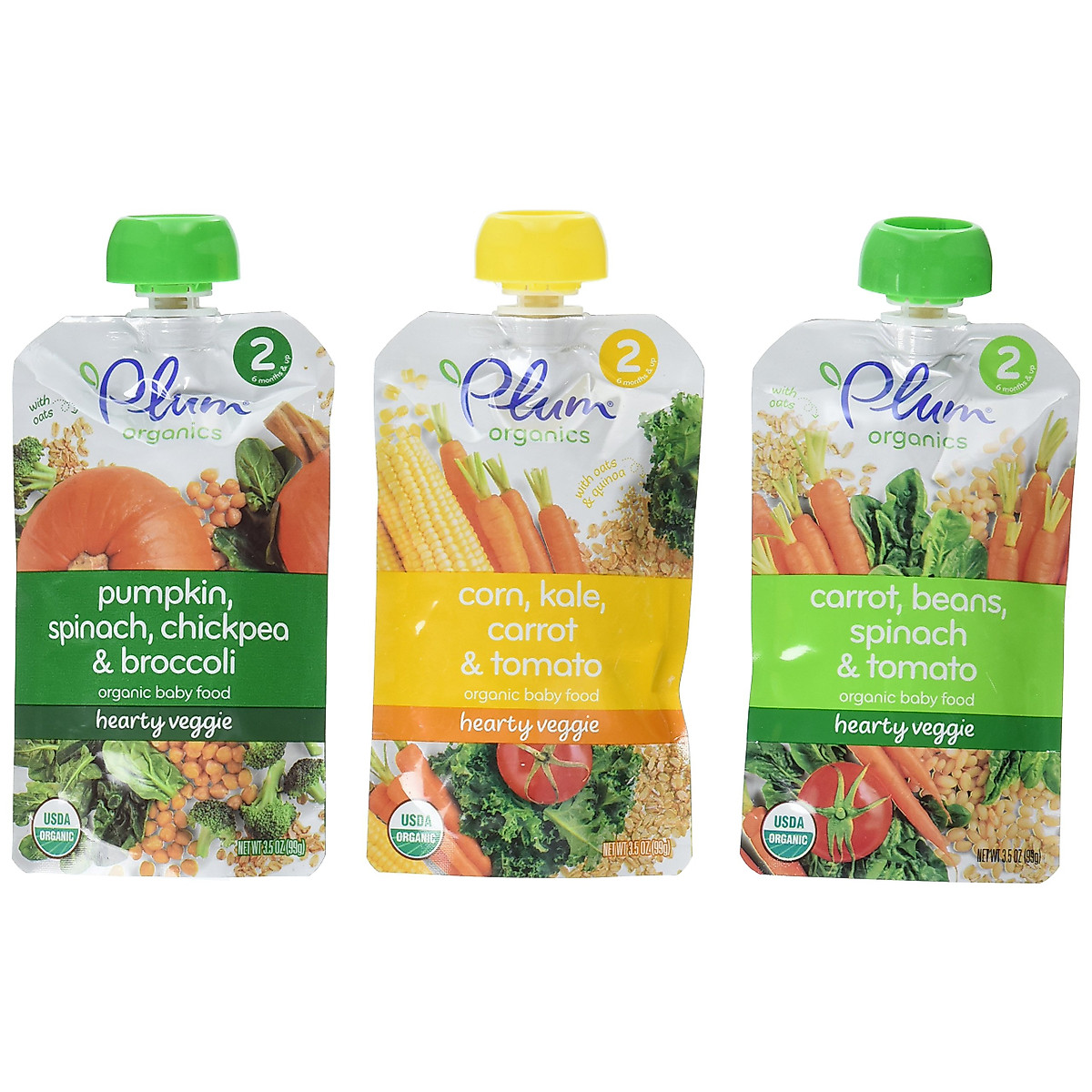 Plum Organics Hearty Veggie, Organic Baby Food, Variety Pack, 3.5 Ounce (Pack of 18)