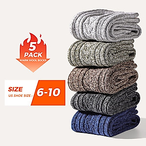 Nimalpal 5 Pairs Wool Socks - Wool Socks for Women Men Boot Socks Soft Crew Socks Winter Hiking Socks Cozy Socks Warm Socks