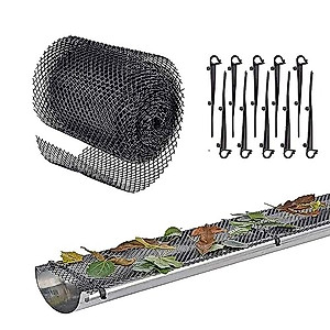 Leaf Guard Mesh Gutter, Downspout Protectors 6M Debris with Fixed Hooks, Multipurose Roof Leaf Guard Mesh Strainer for Outdoor, Balcony Parts