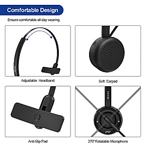 BESIGN BHF02 Pro Bluetooth Handsfree Headset (Headset with USB Adapter for PC, Black)