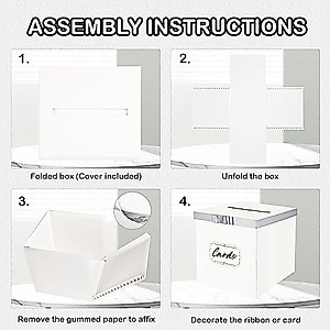 KOLUTI White Wedding Card Box, 10"x 10" Large Gift Card Box with Ribbon & Card, Elegant Memory Envelope Boxes for Party, Birthday, Graduation, Retirements, Housewarming, Baby Shower