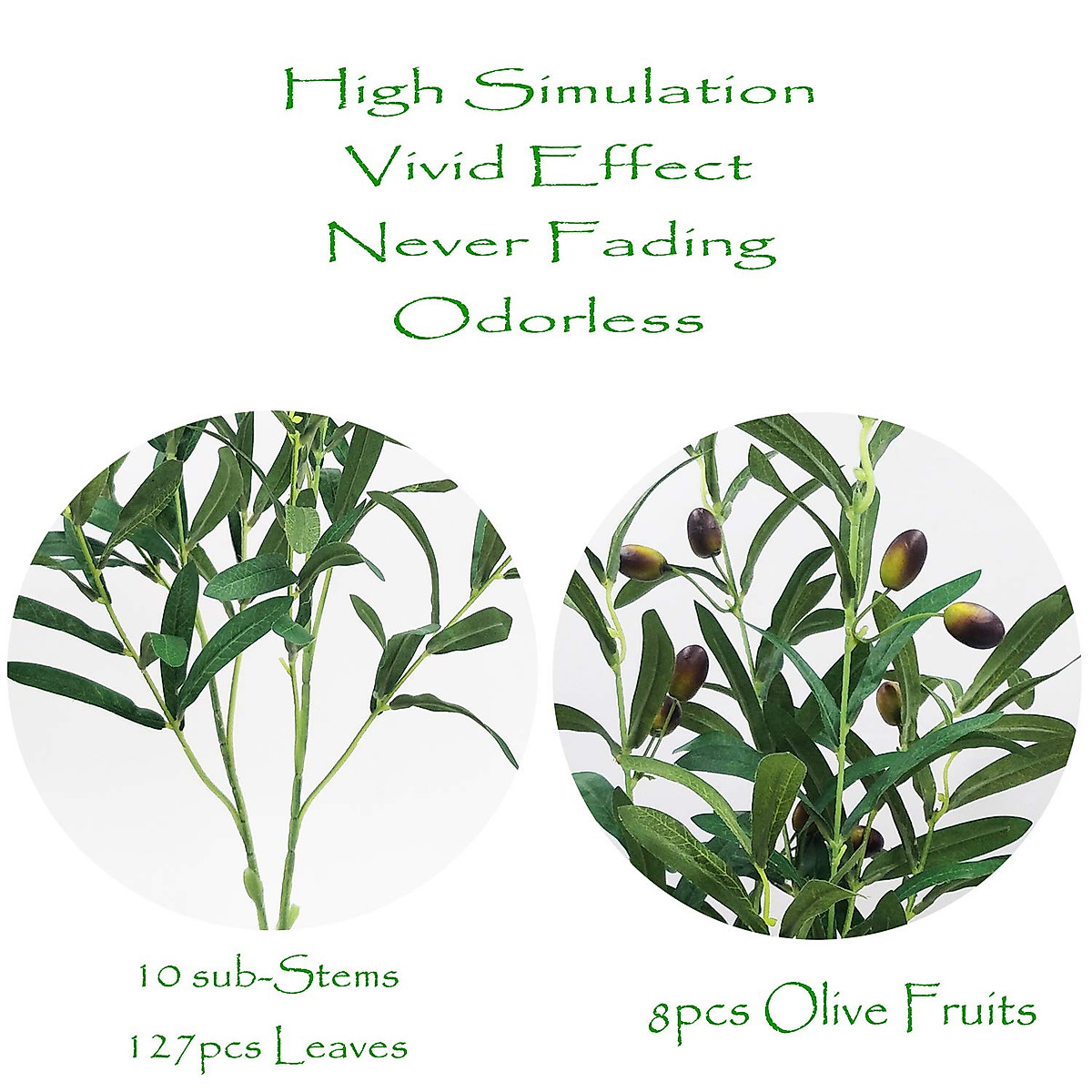 JD ARTIFICIAL PLANTS 3PCS 38" Artificial Olive Branches with Fruits Fake Greenery Plants Twig Picks for Home Décor Office Restaurant Wedding Garden Patio Shop Window Photography Props（3 in Pack）