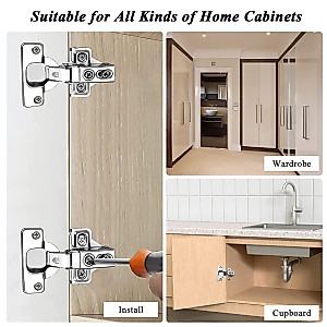 Cabinet Hinges 2 Pack (1 Pair), Evanda Stainless Steel Overlay Soft Close Hinges for Kitchen Cabinets, 1/2 inch Self Closing Door Hinges with Mounting Screws, Damper-3 Way Adjustability