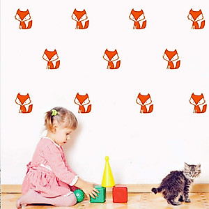 36 Set Orange Forest Fox Pattern Wall Sticker-Kids Nursery Bedroom Home Decoration Vinyl Sticker-DIY Chiildren Room Living Interior Decor Sticker