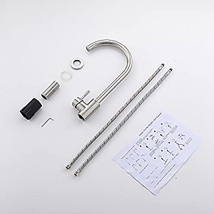 Jshozzy Modern Bar Sink Faucet Stainless Steel Bar Faucet for Kitchen Sink Single Handle Hot and Cold, Brush Nickle Prep Sink Faucet