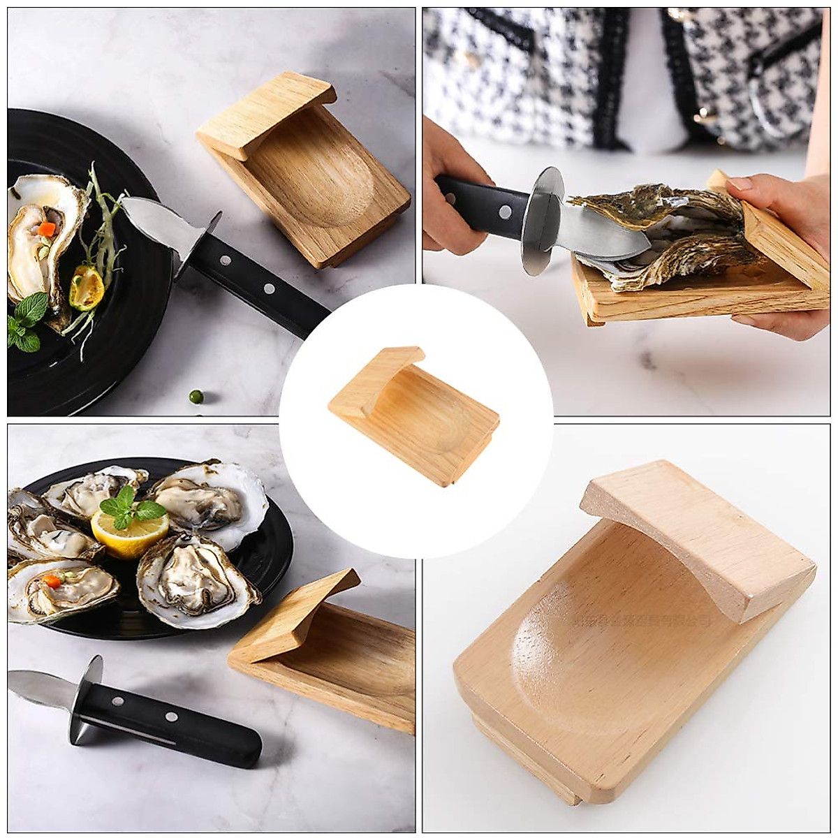 FRCOLOR Oyster Shucking Clamp, Wood Oyster Clamp Oyster Holder Opener Tools Oyster Opener ProtectiveTool for Seafood