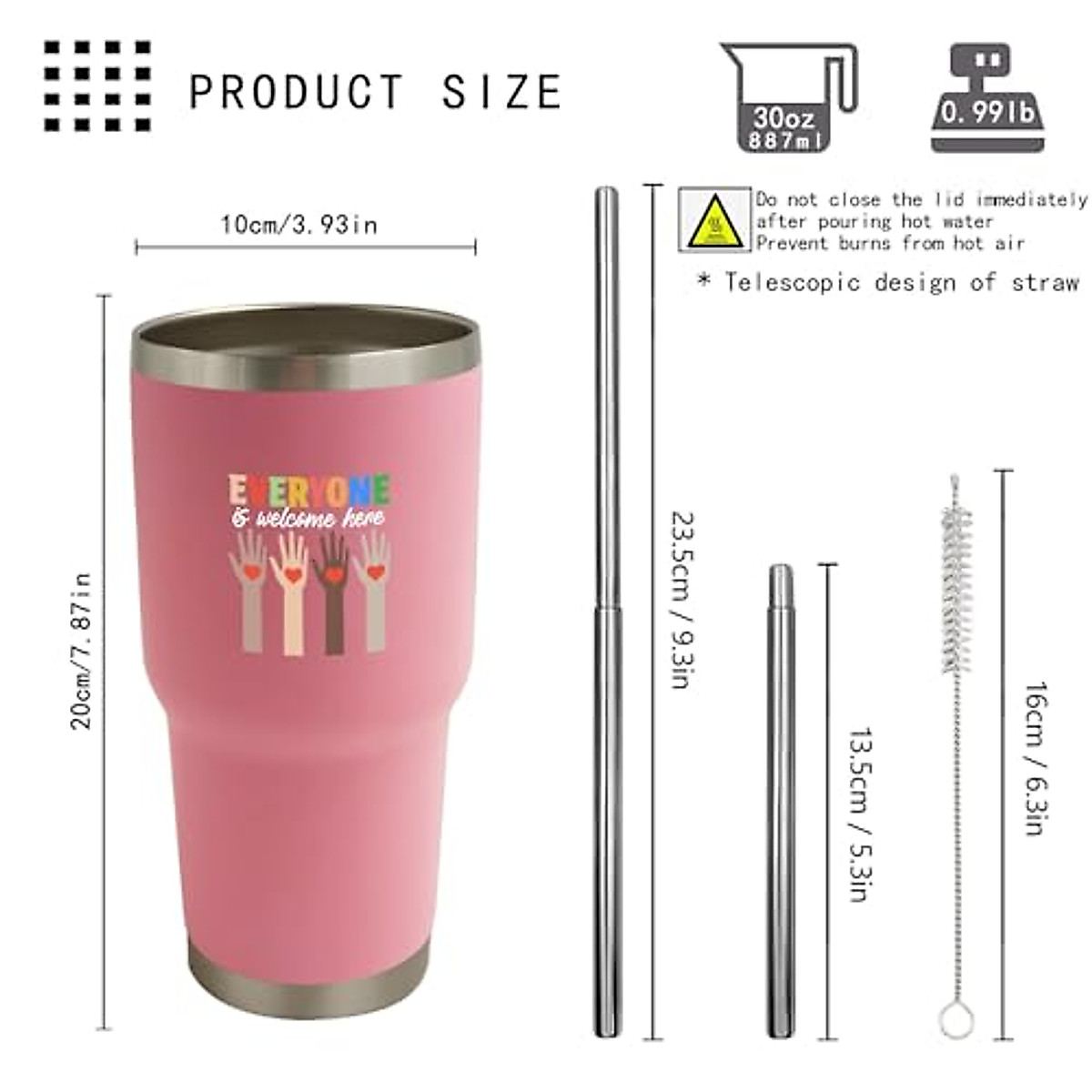 liabiliies Travel Coffee Tumbler 30 oz Everyone is Welcome Here Tumbler with Lid and Straw Insulated Tumblers Stainless Steel Tumbler Funny Gifts for Men