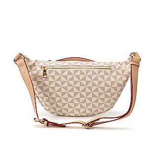 Sling Bag for Women Small Belt Chest Bum Bag Checkered waist Fanny Pack Crossbody for women Designer-Perfect for On-the-Go Style (White 1)