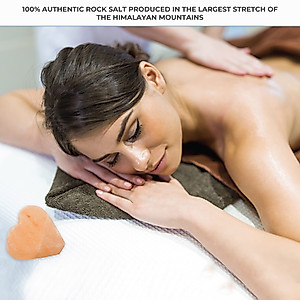 Pure Himalayan Salt Works Heart Massage Stone, Pink Crystal Hand-Carved Stone for Massage Therapy, Deodorant and Salt and Sugar Scrubs, 2.75” W x 3” H x 1.5” D (Pack of 6)