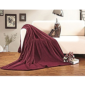Elegant Comfort Ultra Super Soft Fleece Plush Luxury Blanket King/Cal King Burgundy