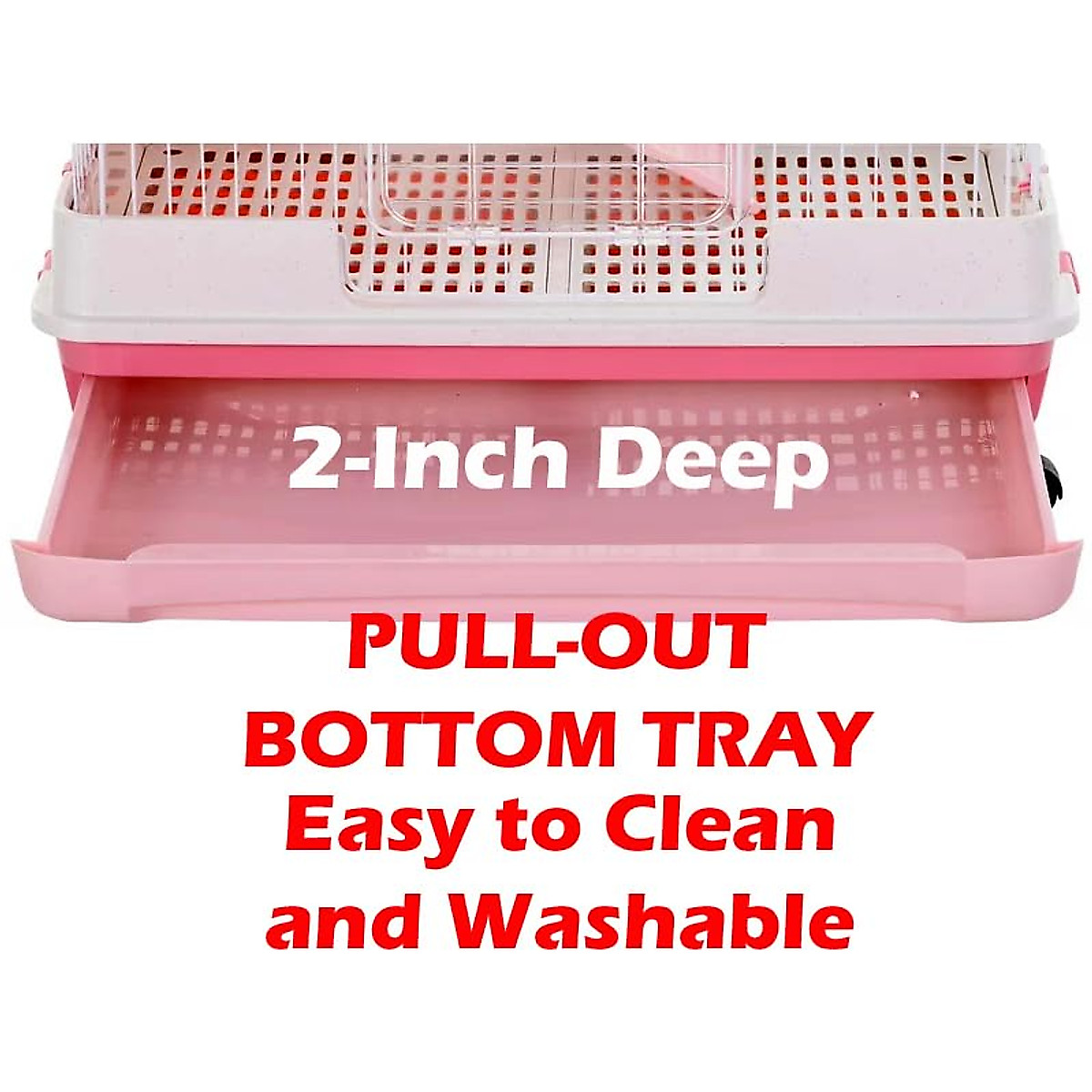 Pink Extra Large Deluxe Indoor Outdoor Multi-Level Guinea Pig Chinchilla Ferret Squirrel Hedgehog Kitten Rabbit Bunny Hutch House Critter Habitat Removable Washable Tray with Lockable Casters