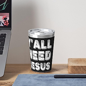 12oz Tumbler Christian Y'All Need Jesus Stainless Steel Cup With Straw And Lid Spill Proof Bulk Double Wall Vacuum Reusable Water Tumblers For Cold Hot Drink