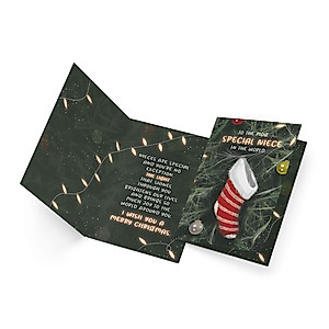 Prime Greetings Christmas Card For Niece, Made in America, Eco-Friendly, Thick Card Stock with Premium Envelope 5in x 7.75in, Packaged in Protective Mailer