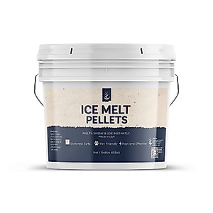 PURE ORIGINAL INGREDIENTS Ice Melt Pellets (1 Gallon) Fast-Acting & Powerful, Safe on Concrete, Asphalt & Wood, Non-Corrosive