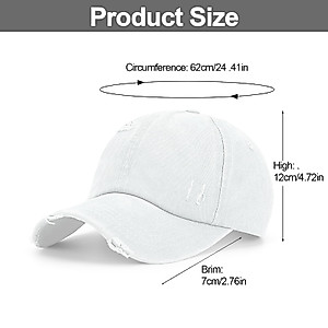 Mwfus Women Criss Cross Ponytail Baseball Cap High Messy Buns Ponycaps Vintage Washed Adjustable Trucker Cap White