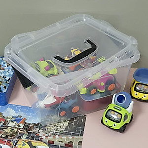 Neadas 6 Quart Clear Plastic latching Storage Boxes with Lids and Handles, 6 Packs