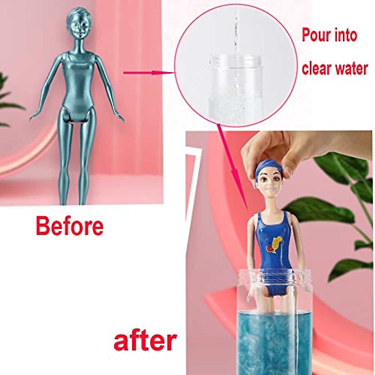 Princess Barbies Color Reveal Doll Blind Box 7 Surprises: 4 Mystery Bags; Water Reveals Doll’s Look & Color Change on face & Hair; Party Series; [Styles May Vary]