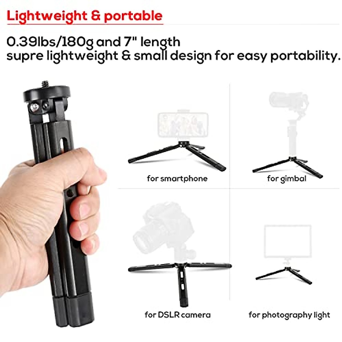 EaxanPic Aluminum Mini Tripod, Desktop Tabletop Stand Tripod for Zhiyun Smooth Q/4, Crane Plus/2,Weebill s, Ronin S/SC/RS2/RSC2, Osmo Mobile,Gimbal Handle Grip Stabilizer Tripod