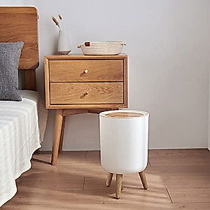 Nordic Style Trash Can,Push Top Garbage Bin with Lid,White Top Spring Waste Basket,Dog Proof Trash can，Plastic Trash Bin Suitable for Kitchen,Bathroom,Bedroom,Living Room,Office,Outdoor