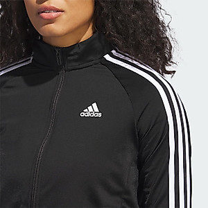 Adidas Women's Plus Size Essentials Warm-Up Slim 3-Stripes Track Top, Black, 3X