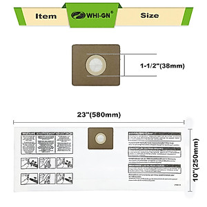 5 Pack Shop Vac 3 Gallon Bags - 90669 All Around Collection Type C Vacuum Bags, part # 9066900 9066933