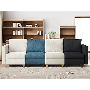 EASE MOOSE Linen Fabric Swatch Kit Modular Sofa Sectional Couch with Storage, Beige, Off-White, Grey, Blue, 4 Colors Linen Fabric Swatch