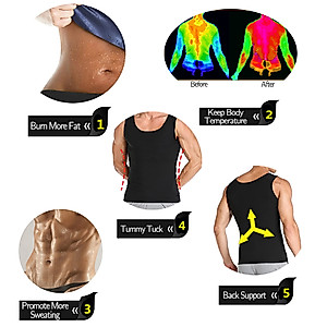 OKHOTY Men's Sauna Vest Workout Sauna Sweat Vest Tank Top for Men Sweat Enhancing Vest Waist Trainer for Men