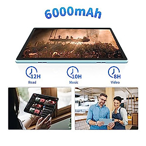 Android 11 Tablet 10inch Phablet, Large Storage 64GB Tablets Dual Stereo Speakers 512GB Expand, Octa-core Processor 3GB RAM 6000mAh Big Battery 10.1'' IPS HD Screen Google Tableta Tab(Blue)