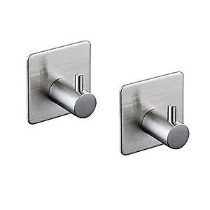 Viadom Adhesive Hooks Heavy Duty Wall Hooks Waterproof Stainless Steel Hooks for Hanging Coat, Hat,Towel Robe Hook Rack Wall Mount- Bathroom and Bedroom 2-Packs