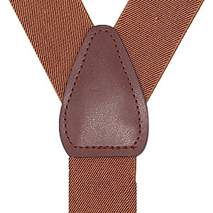 Bioterti Men’s Y-shape 1.4 Inch Suspender -3 Metal Clips, Elastic Straps (Camel)