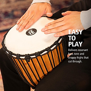 Meinl Percussion Djembe Hand Drum Circle Instrument, Carved Mahogany Headliner Series — NOT Made in China — African Mali Weave Ropes, 2-Year Warranty, Nile, Medium (HDJ4-M)