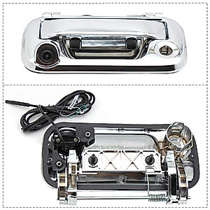 EWAY Tailgate Handle Backup Rear View Reverse Camera for Ford F150 2004-2014/Super Duty F250/F350/F450/F550 2008-2014 Explorer Sport Trac Lincoln Mark LT Pickup Truck Chrome(with Optional Guideline)