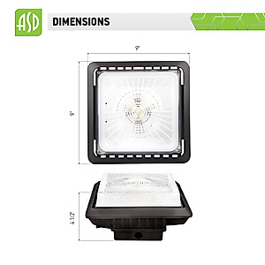 ASD 5000K Canopy LED Lights 347V-480V Dimmable IP65 40W 5400Lm Outdoor Ceiling Lights with J-Box | Light Fixture Canopy | Gas Station and Garage Light | LED Parking Lot Light UL&DLC