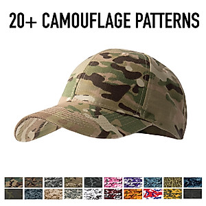 Rothco Supreme Camo Low Profile Cap – Adjustable Rugged Outdoor Baseball Hat (US, Alpha, One Size, Black Camo)