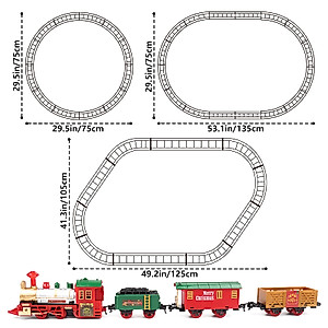 deAO Train Set for Christmas Tree,Classical Christmas Train Set with Headlight, Realistic Sounds, 4 Cars Carriage and Tracks, Best Gift for Christmas Décor Under The Christmas Tree