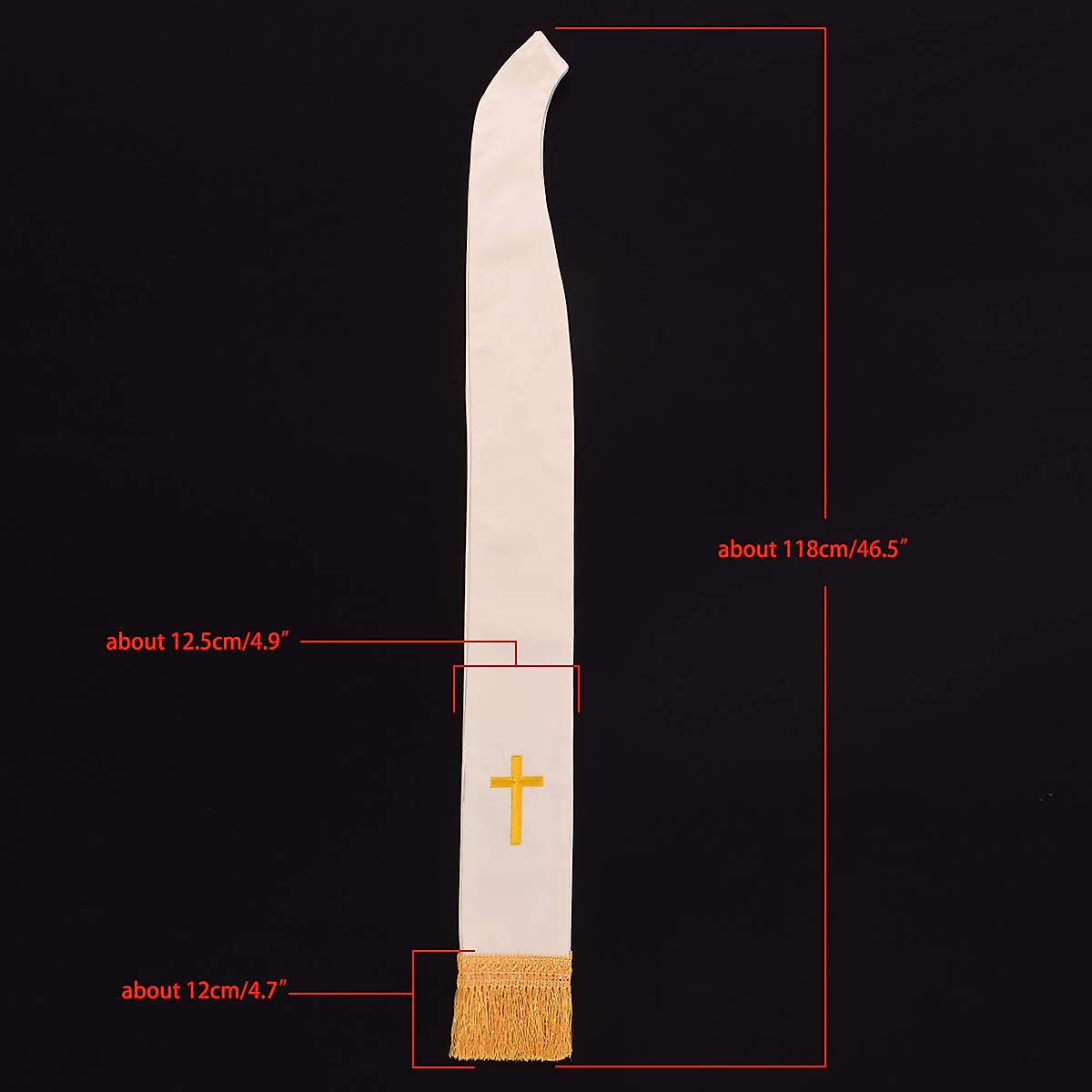 BLESSUME Church Clergy Pastor Cross Embroidered Stole (White 2)