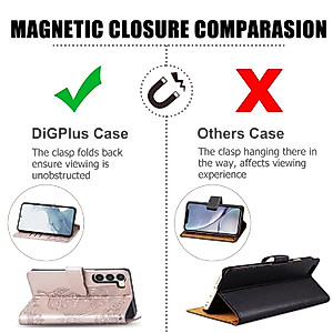 DiGPlus Galaxy S23 5G Wallet Case, [Butterfly & Flower Embossed] PU Leather Wallet Case Flip Protective Phone Cover with Card Slots and Kickstand for Samsung Galaxy S23 6.1-Inch (RoseGold)