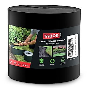 TABOR TOOLS 20 Ft Terrace Board, 5 Inch High, 0.1" Inch Thickness, Landscape Edging Coil, Grass Barrier, Bender Board, Garden Liner, ES30. (Black)