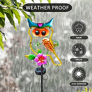 Siegaoo Owl Decorative Solar Light Garden Decor Landscape Path Lights for Outside Yard Patio 41.5" Waterproof Pathway Lawn Art Outdoor Figurine Light Solar Powered Garden Stakes Birthday Present Gift